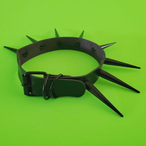 Jewelry | New Unisex Black Spikes Collar For Humans Vegan Leather ...
